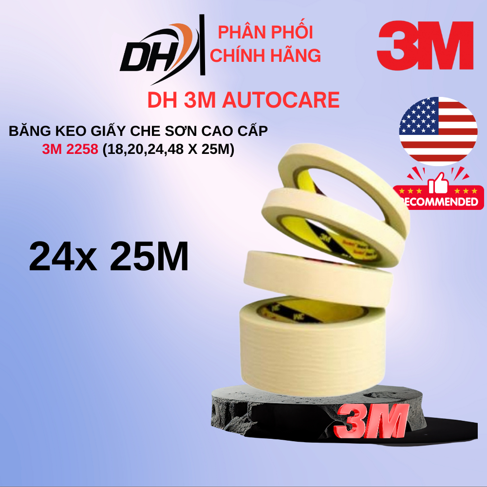 Băng Keo Giấy 3M, Băng Dính Giấy 3M,Băng Keo Che Sơn Masking Tape 2258 ...