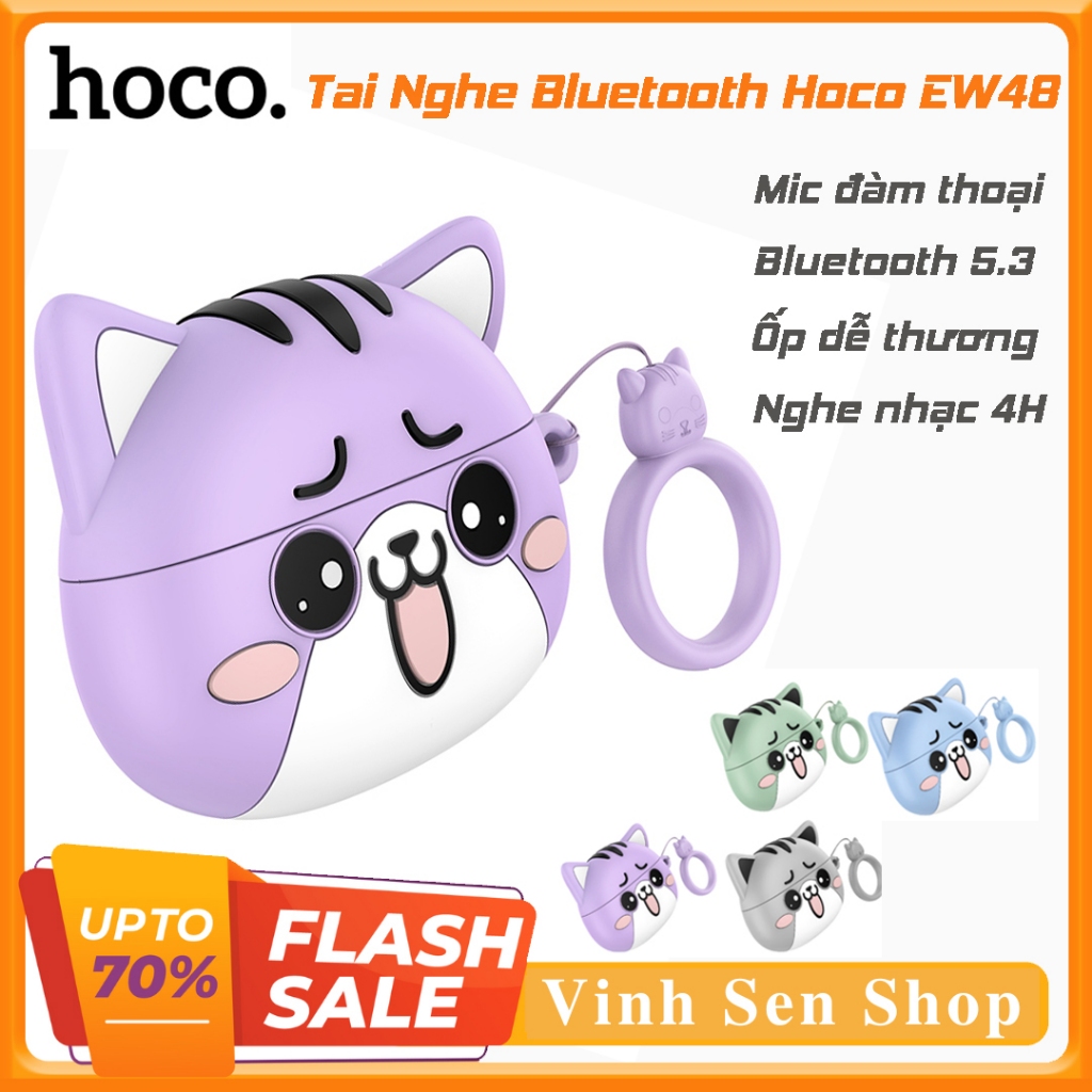 Tai nghe Bluetooth HOCO EW48 [KÈM ỐP CHỐNG TRẦY] - Đệm tai êm ái - Tích hợp mic đàm thoại - Nghe ...