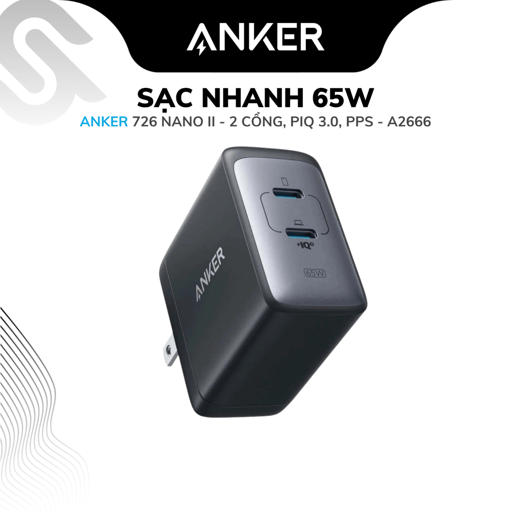 Sạc nhanh ANKER 726 NANO II 2 Cổng, 65W - A2666 | Shopee Việt Nam