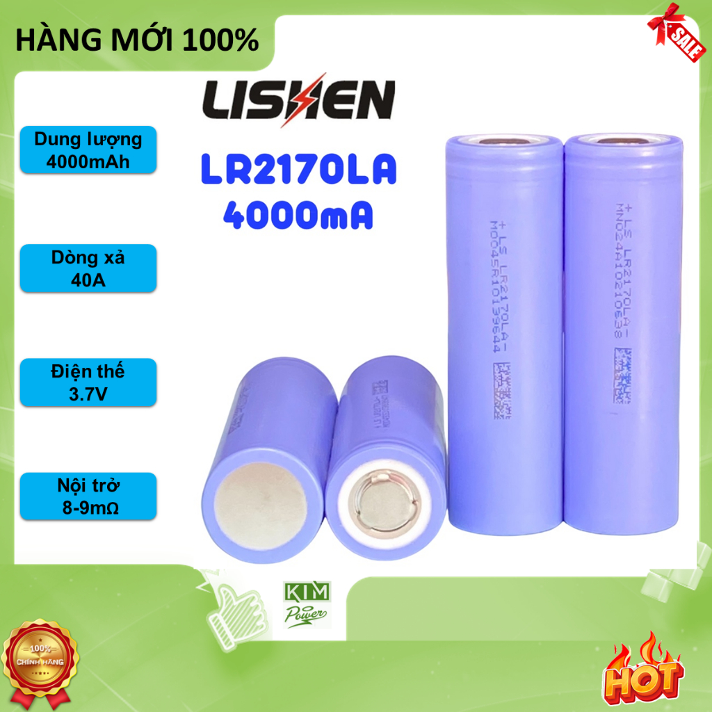 Cell pin LISHEN tím 21700 - dung lượng 4000mah - xả 40A | Shopee Việt Nam