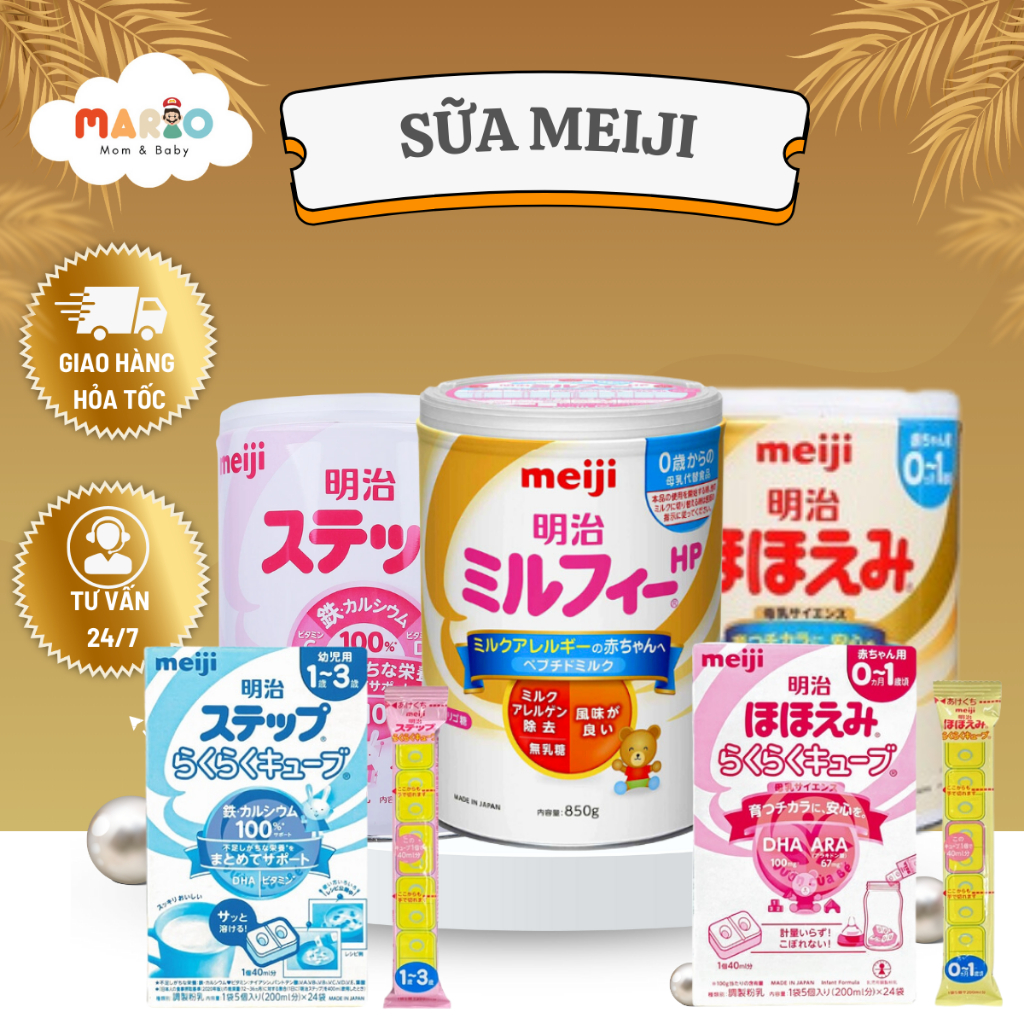 Sữa Meiji Nội Địa Nhật Lon&Thanh 0-1 & 1-3, Meiji HP dị ứng đạm bò , Sữa Bột Công Thức Hộp 800g ...