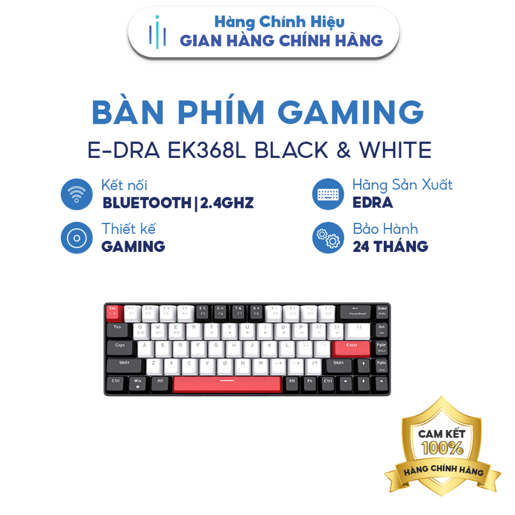 Bàn phím Gaming Wireless E-DRA EK368L Black & White | Shopee Việt Nam