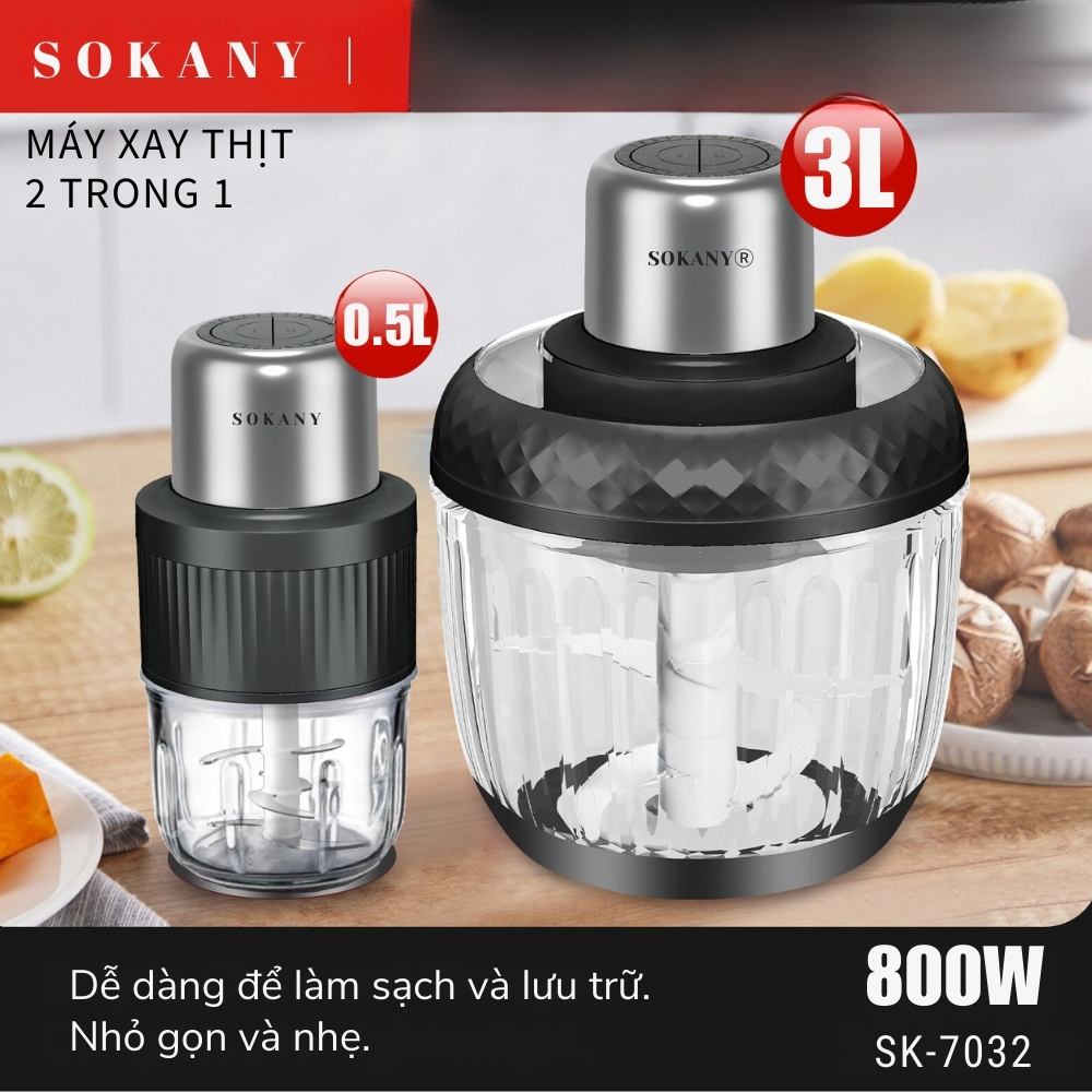 Máy xay thịt 2in1 công suất 800W SOKANY SK-06008 gồm hai cối xay tiện ...