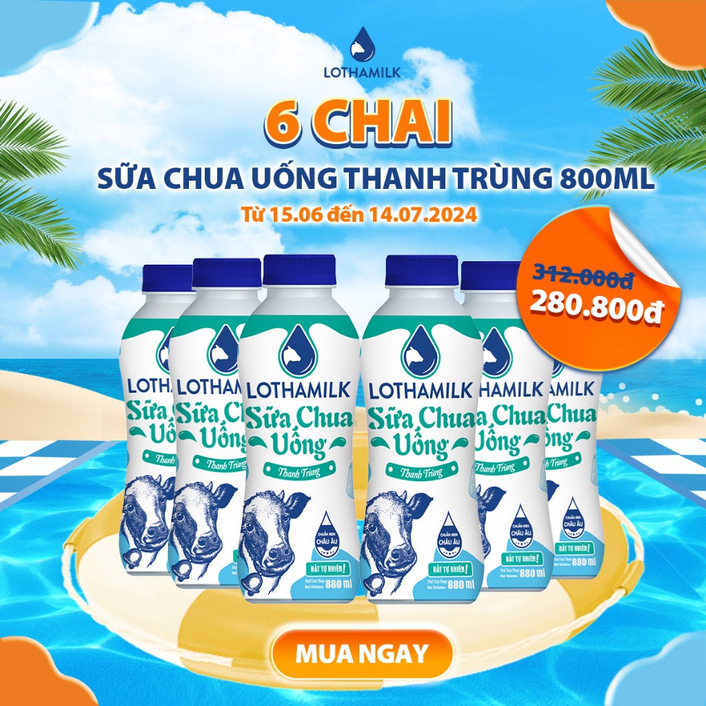 Sữa chua uống thanh trùng Lothamilk có đường chai 880ml | Shopee Việt Nam