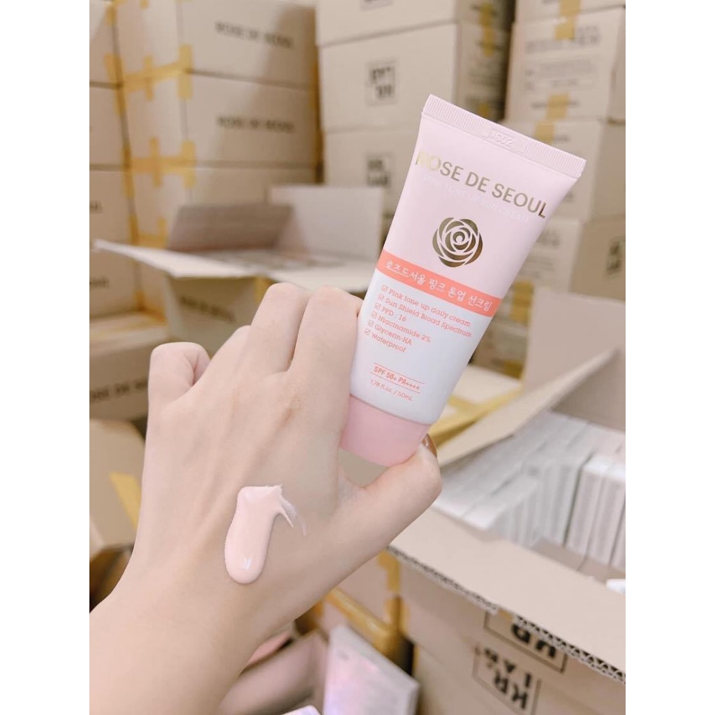 Kem chống nắng rose de seoul pink tone up sun cream nâng tông cấp nước ...