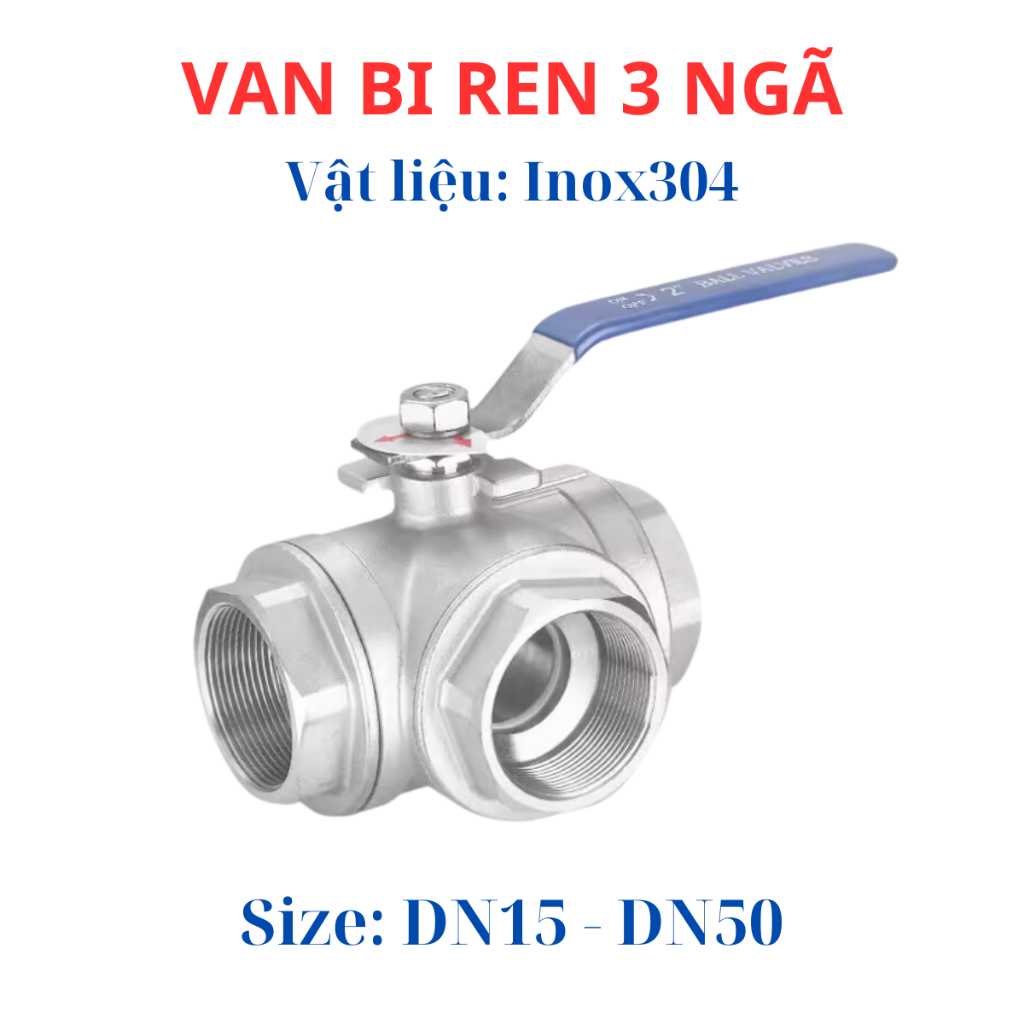 VAN BI REN 3 NGẢ TYPE (T) INOX 304 DN20, DN25, DN32. | Shopee Việt Nam