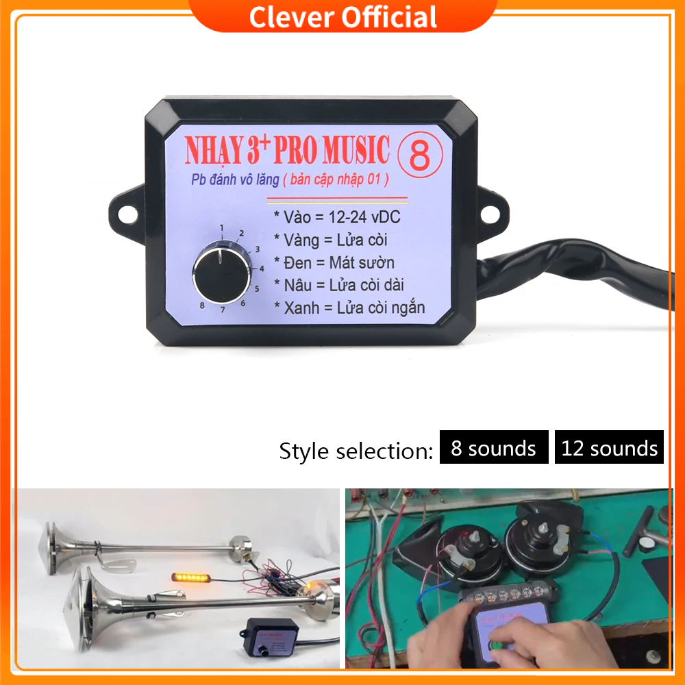 Nhại còi 3 pro 8 bài, điện auto 12v, 24v, còi hơi, còi điện,nhai coi 3 ...