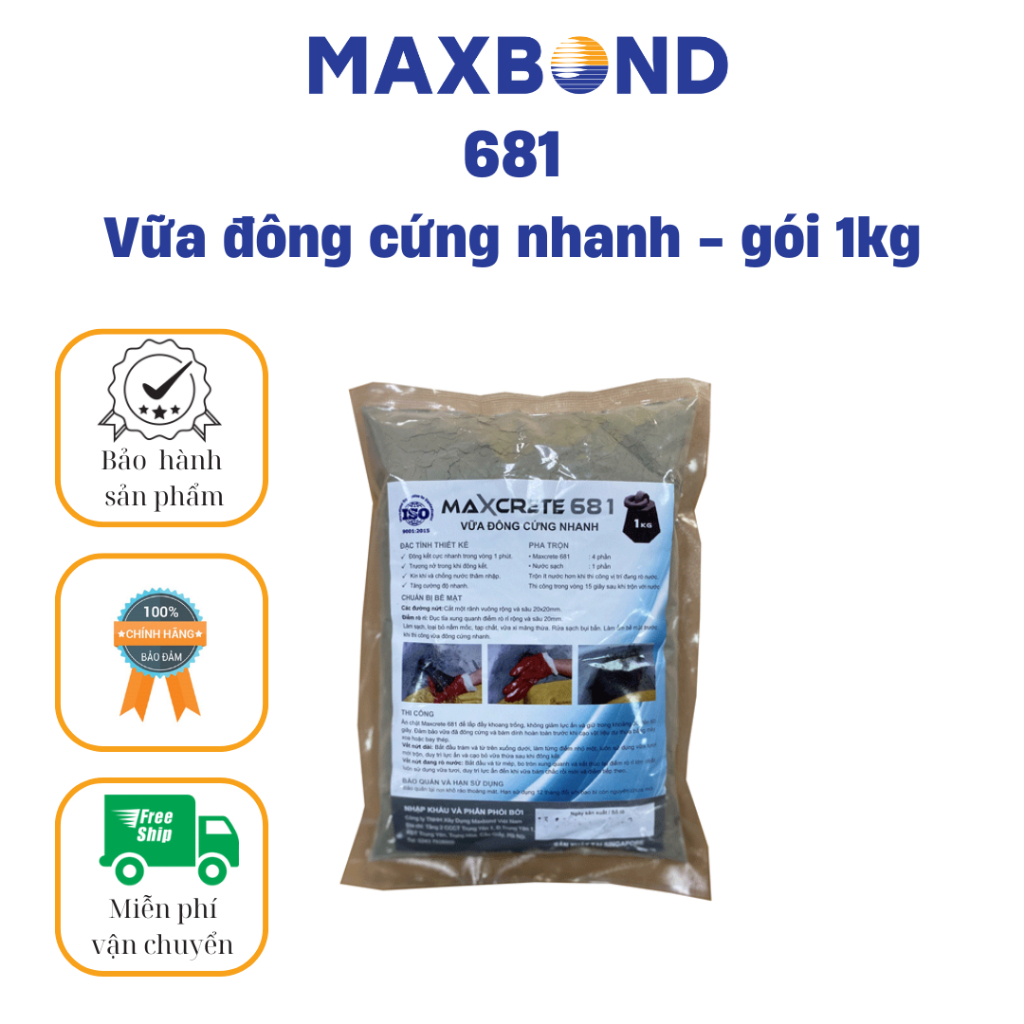 Maxcrete 681 - Vữa đông cứng nhanh, chống thấm, ngăn rò rỉ nước tức ...