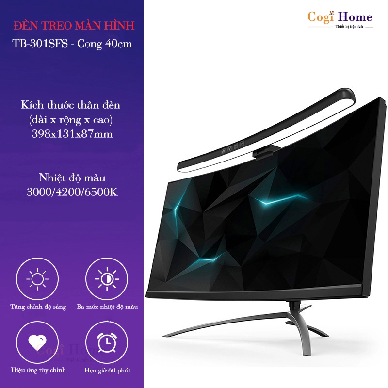 Đèn Treo Màn Hình PC Laptop Kẹp Màn Hình Máy Tính Chống Cận Thị Decor Bàn Làm Việc Gaming TB-30 ...