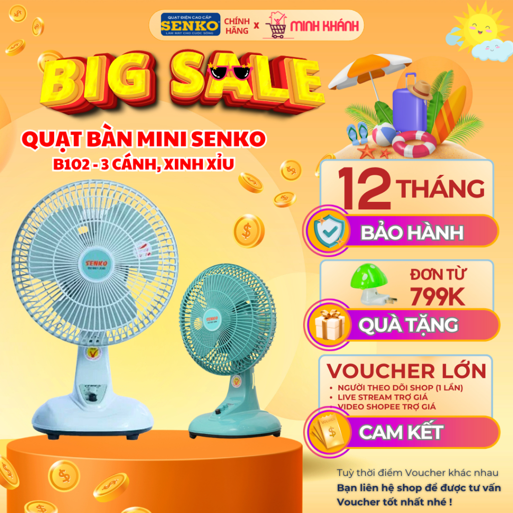 Quạt bàn mini 3 cánh Senko B102 bảo hành 12 tháng | Shopee Việt Nam