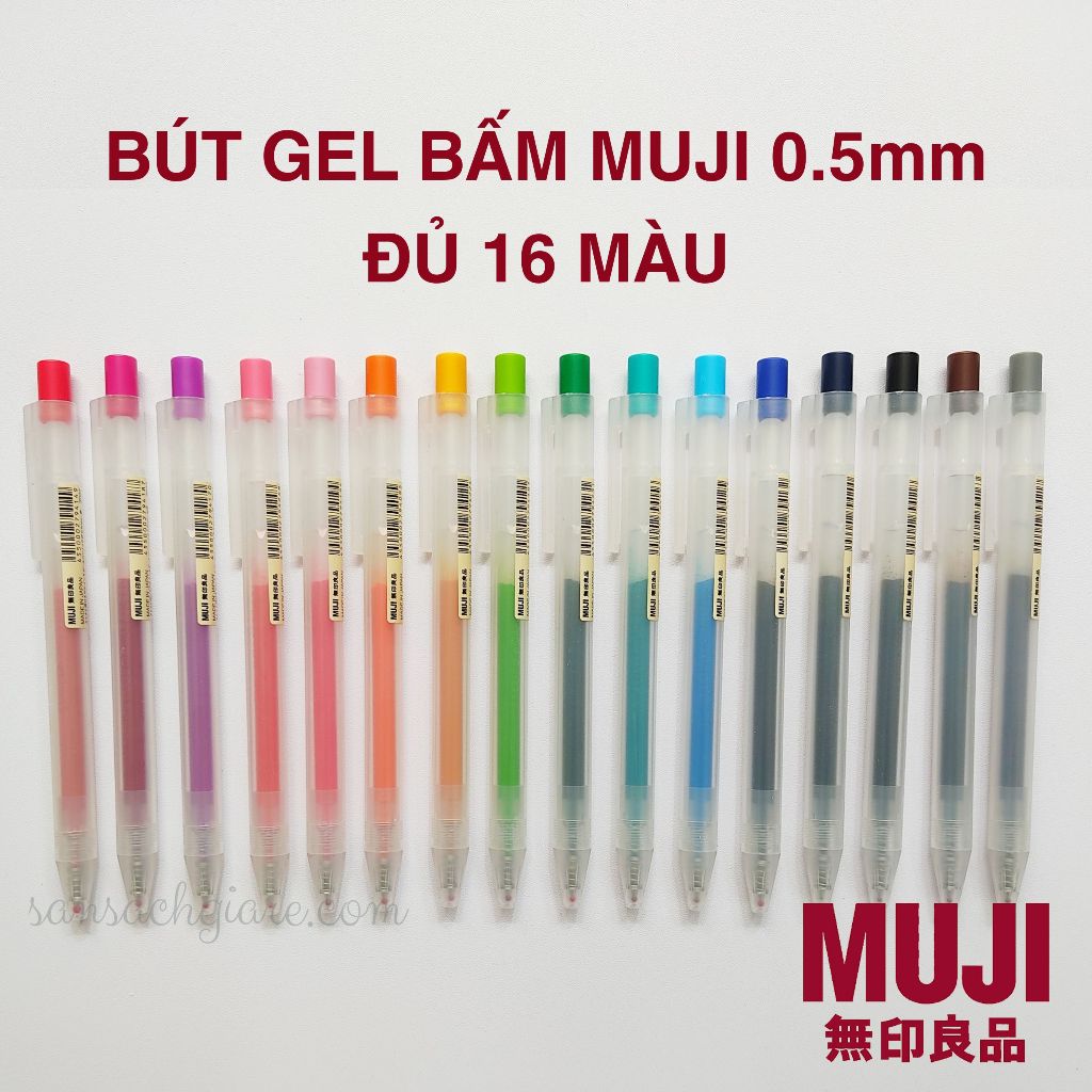 (Đủ 16 màu) Bút bi bấm MUJI Nhật Bản ngòi 0.3 0.5mm, có ruột refill -Chính hãng, pick tại store ...