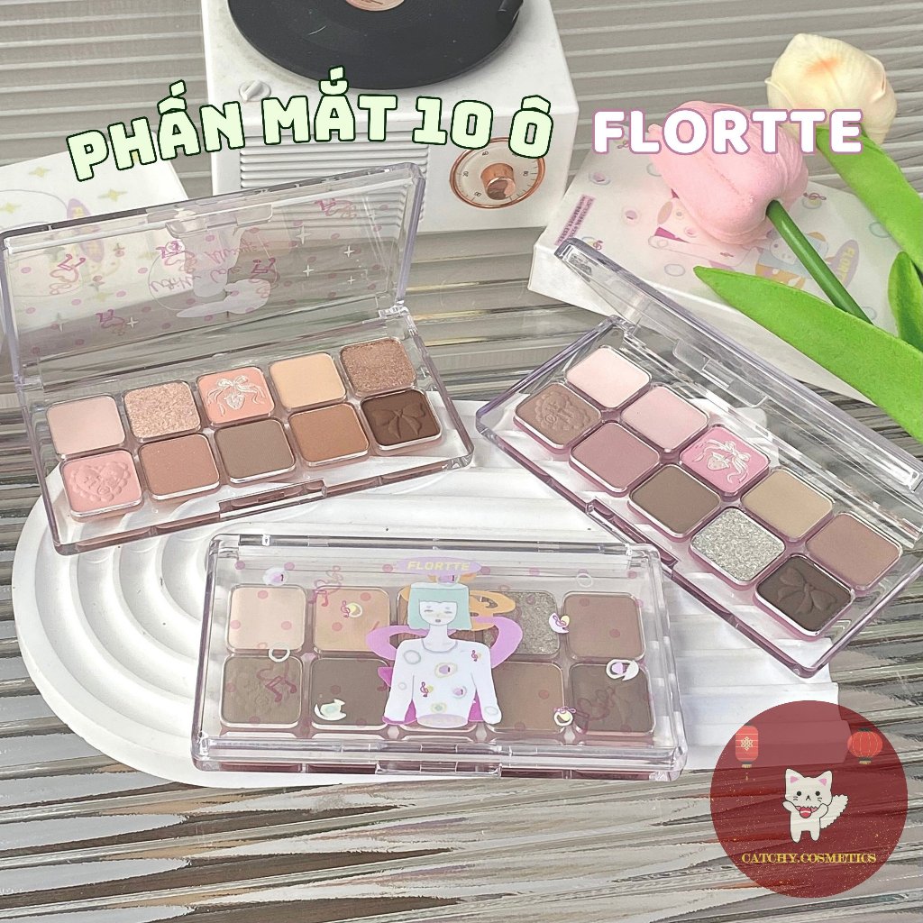 [FLORTTE] Bảng Phấn Mắt Flortte 10 Ô Nhũ lì Cô Gái Mộng mơ Girls Dormitory Series Eyes Palette ...