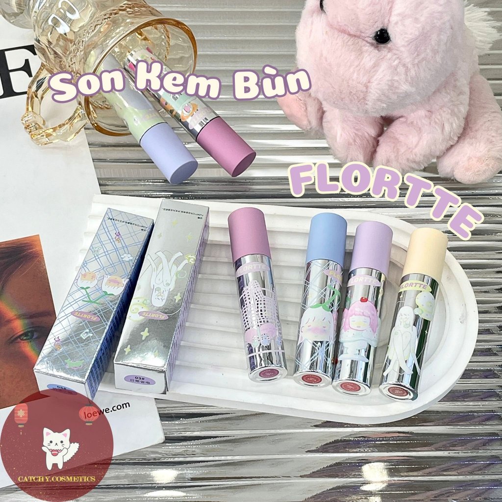 [FLORTTE] Son Kem Bùn FLORTTE Vỏ Bạc Cô Gái Girls Dormitory Series Milk Cake Lip Cream (2.3g ...