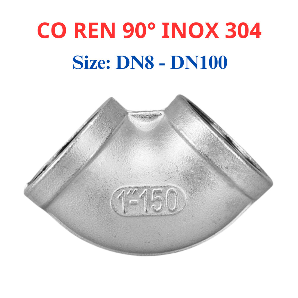 Co ren trong 90 độ Inox 304 DN8 - DN50 (phi 13mm - 60mm) | Shopee Việt Nam