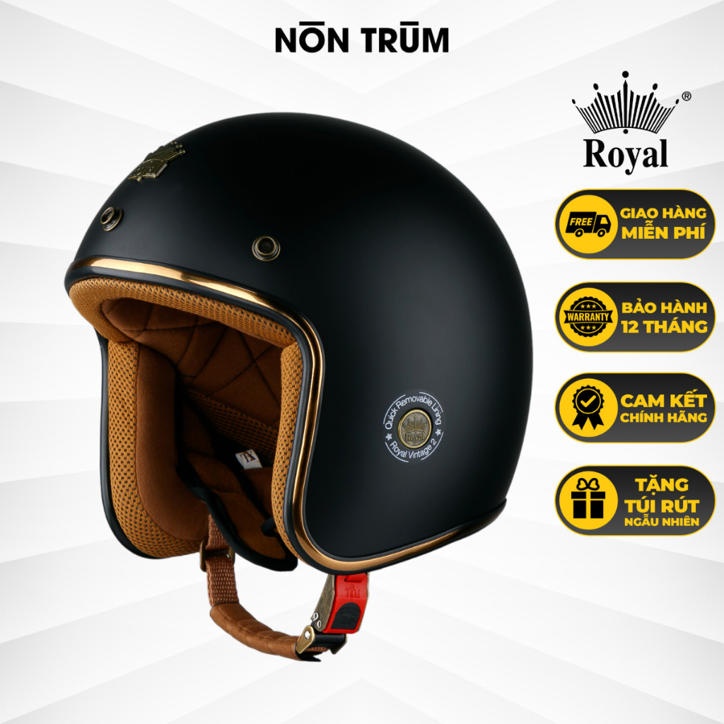 Nón bảo hiểm 3/4 Royal m20c đen nhám mờ chính hãng tại Nón Trùm | Shopee Việt Nam