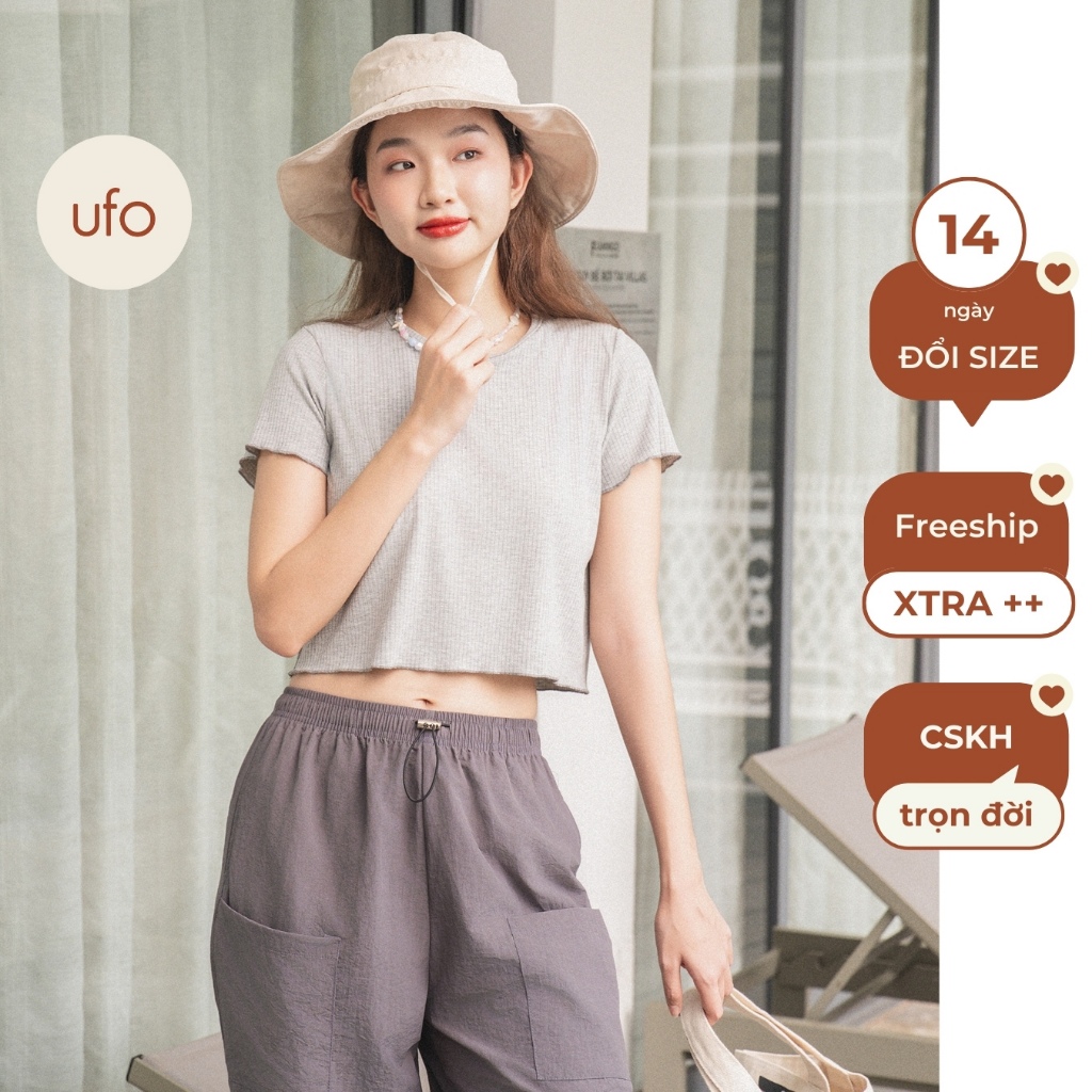 Áo croptop babytee cuộn biên Tiny Pie - ufo.thebasic | Shopee Việt Nam
