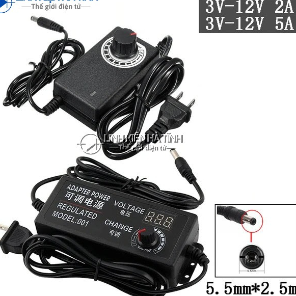 Bộ điều chỉnh nguồn 12V 2A / 12V 5A cho đèn LED, bộ đổi nguồn AC/DC có điều chỉnh 3-12V Adapter ...