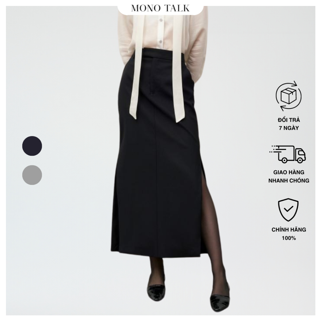 Chân váy maxi MONO TALK dáng xuông xẻ tà hai bên poplin dày MOF23W ...