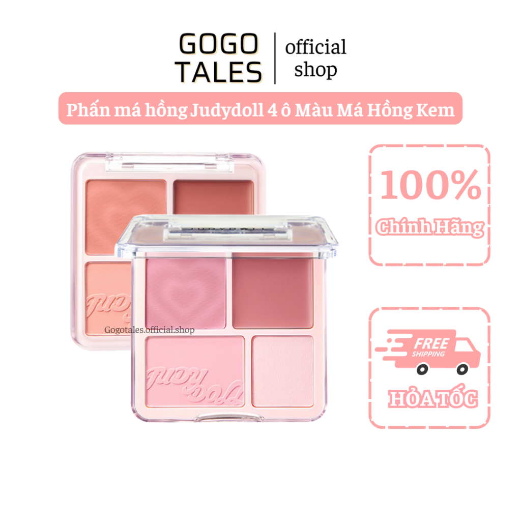 [JUDY DOLL] Phấn má hồng Judydoll 4 ô Màu má hồng kem và bắt sáng Tự ...