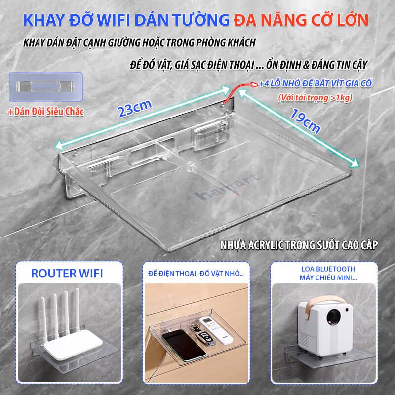 Kệ Wifi Dán Treo Tường Nhựa Acrylic Trong Suốt Để Máy Chiếu Mini Modem ...