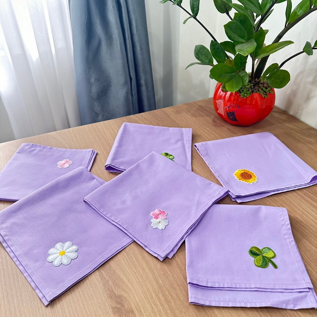 Khăn tay vải Kate Silk kích thước 33 cm x 33 cm màu tím / Khăn mùi xoa ...