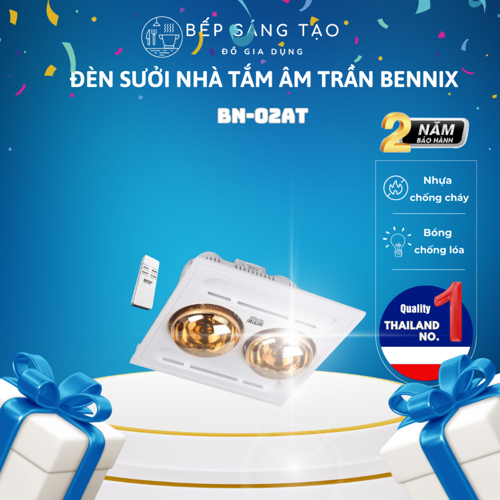 Đèn sưởi âm trần 2 bóng cao cấp Bennix BN- 02AT, thiết kế hiện đại ...