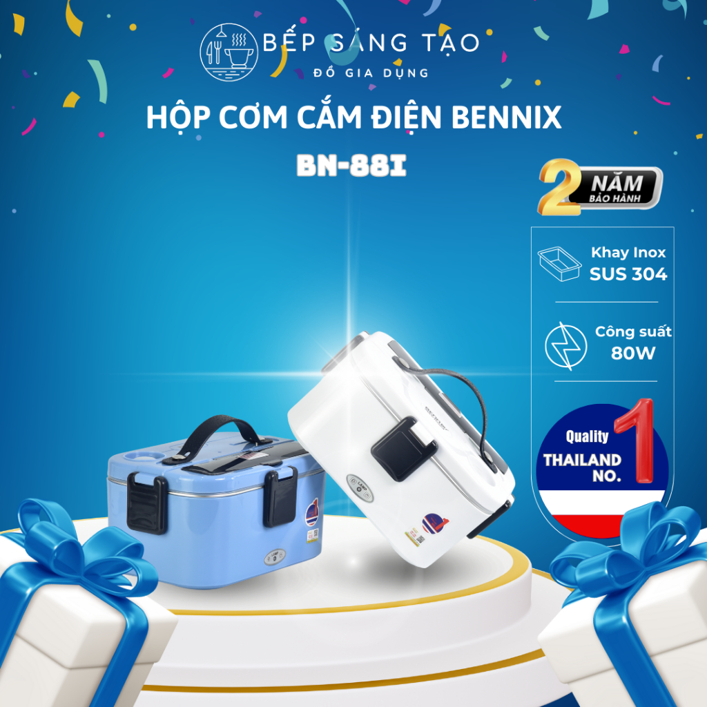 Hộp cơm cắm điện dành cho văn phòng, học sinh Bennix BN-88I, khay inox 304, công suất 80W ...