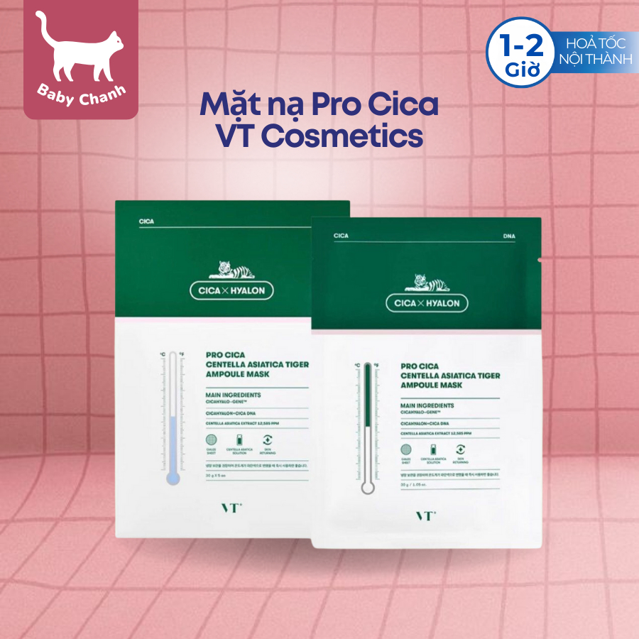 Mask VT Cosmetics Pro Cica Ampoule mặt nạ cica làm dịu da cấp ẩm phục hồi màng bảo vệ da hộp 5 ...