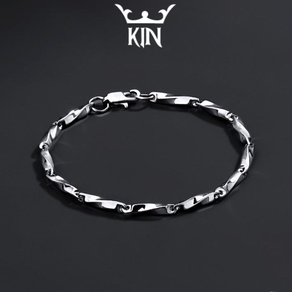 Vòng Tay Nam KIN ACCESSORIES Lắc Tay Xoắn Trơn Bằng Thép Titan Không ...