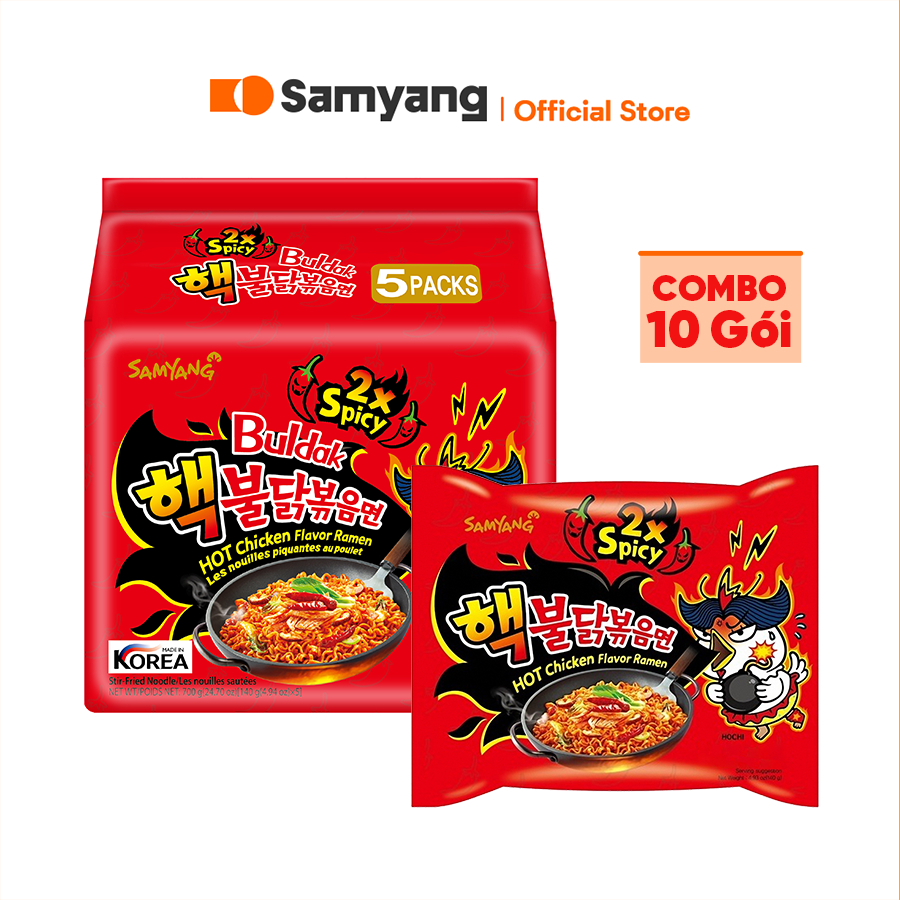 10 Gói Mì Khô Gà Cực Cay 2x Spicy Samyang Foods (140g/gói) | Shopee ...