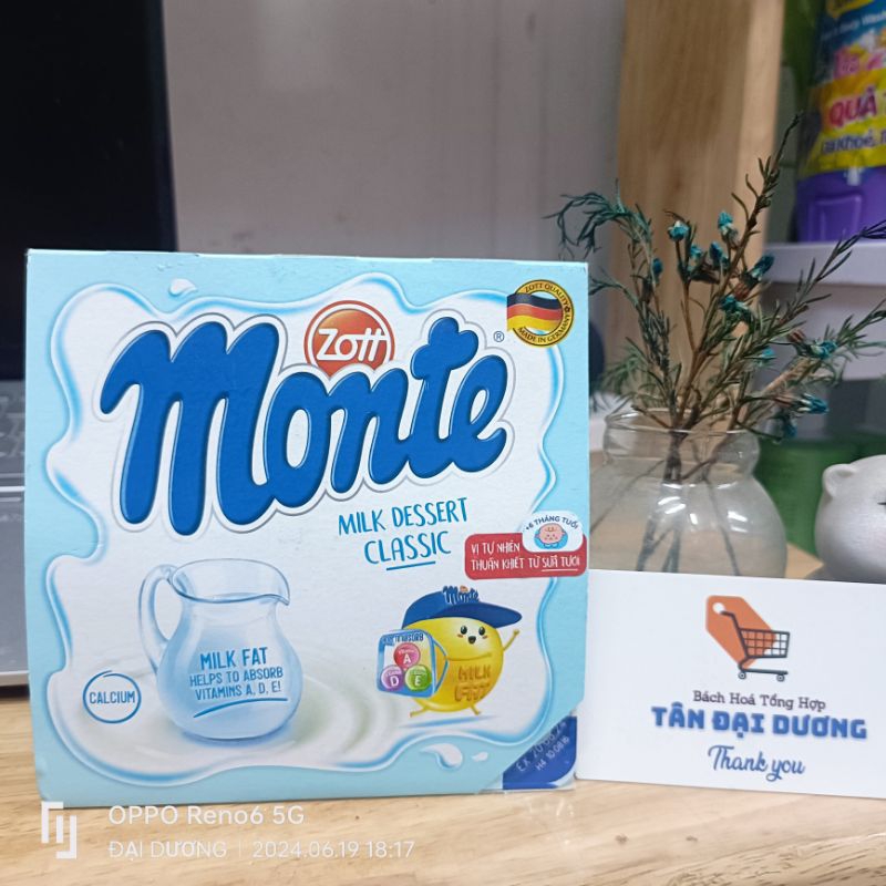 Váng sữa Zott Monte Classic nhập khẩu từ Đức ( vỉ 55g x 4 hủ ) giàu ...