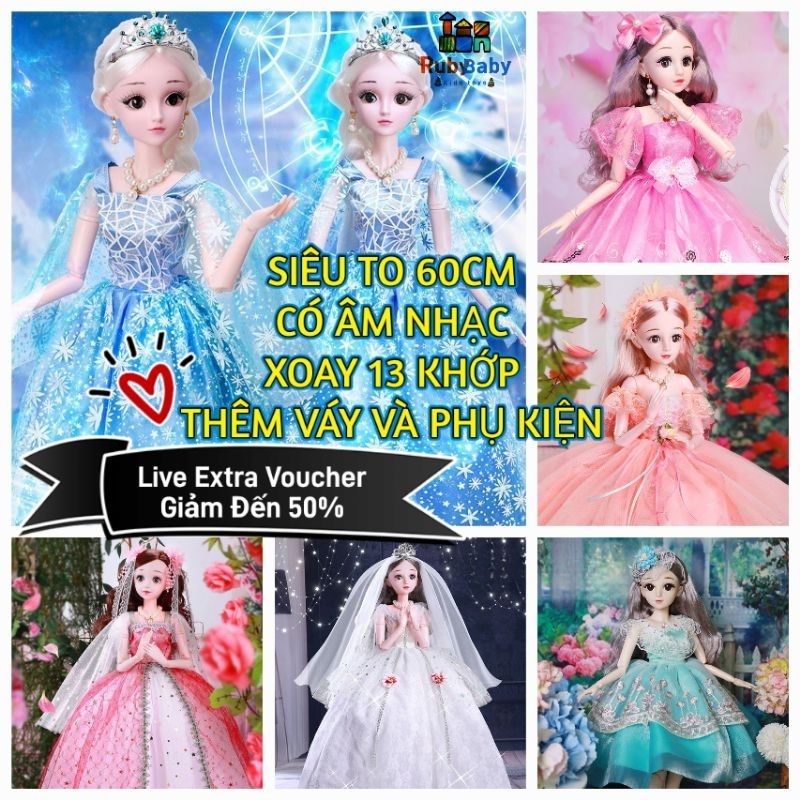 Búp bê Barbie búp bê Elsa búp bê có khớp 50cm và 60cm, bộ đồ chơi búp ...