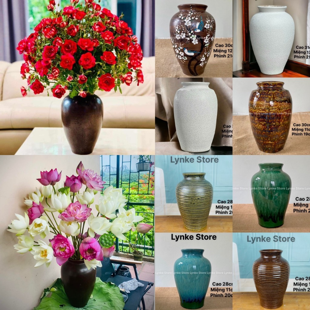 Bình Hoa Lọ Hoa Dáng Vò Đáy Nhọn Men Mộc Nhiều Mẫu Gốm Sứ Bát Tràng ...