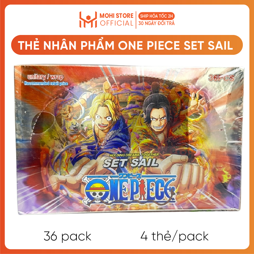 (FULL BOX) Thẻ nhân phẩm anime, Pack thẻ One Piece set sail hộp vàng ...