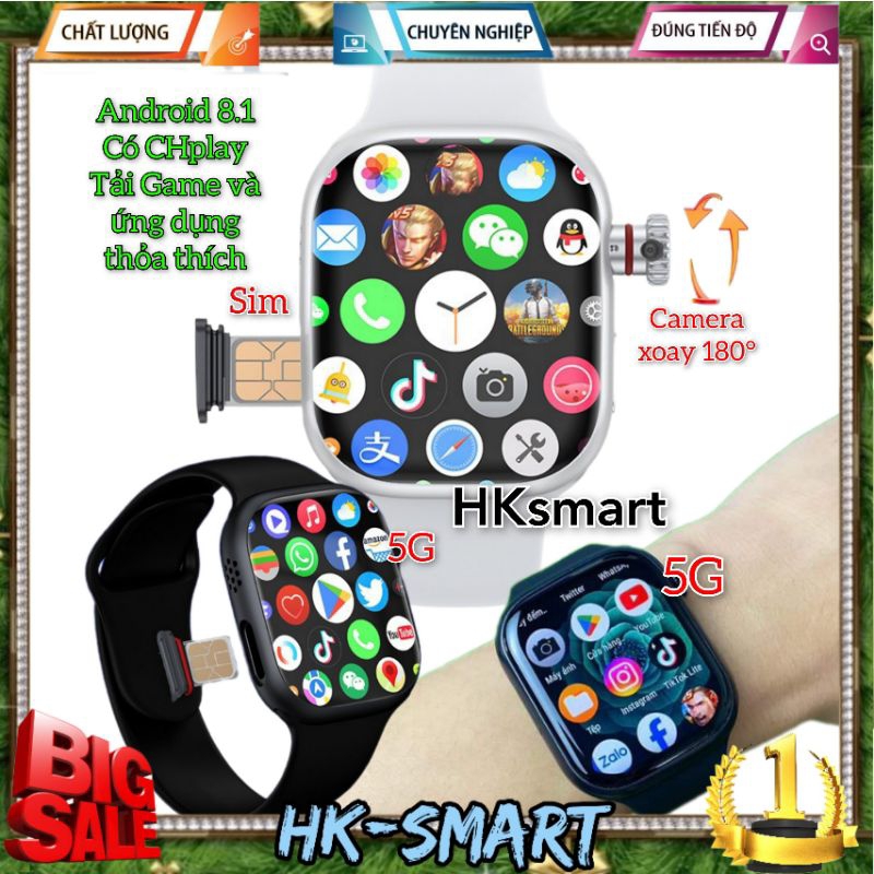 [ ViSmart] Đồng hồ thông minh Seri 9, 5G + wifi Chơi Game, lướt web tải ...