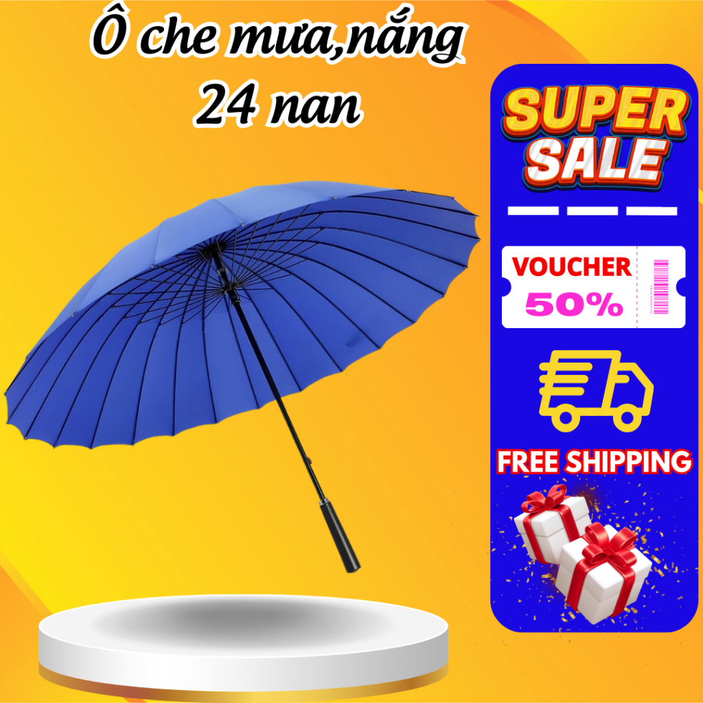 Ô che mưa KAW loại to 24 nan trẻ trung, sang trọng, chắc chắn, ô dù che ...