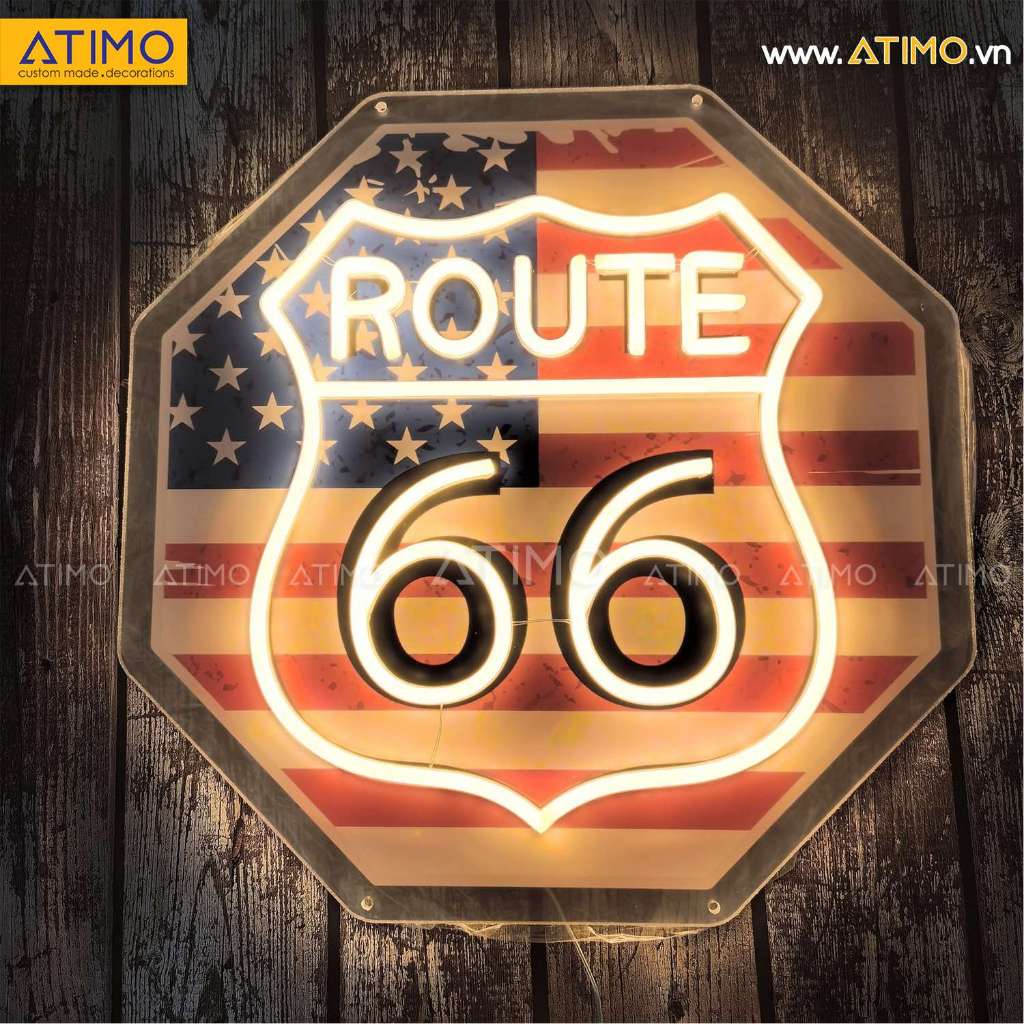 Đèn LED NEON ROUTE 66 UV in Full Màu cao cấp trang trí quán Billards ...
