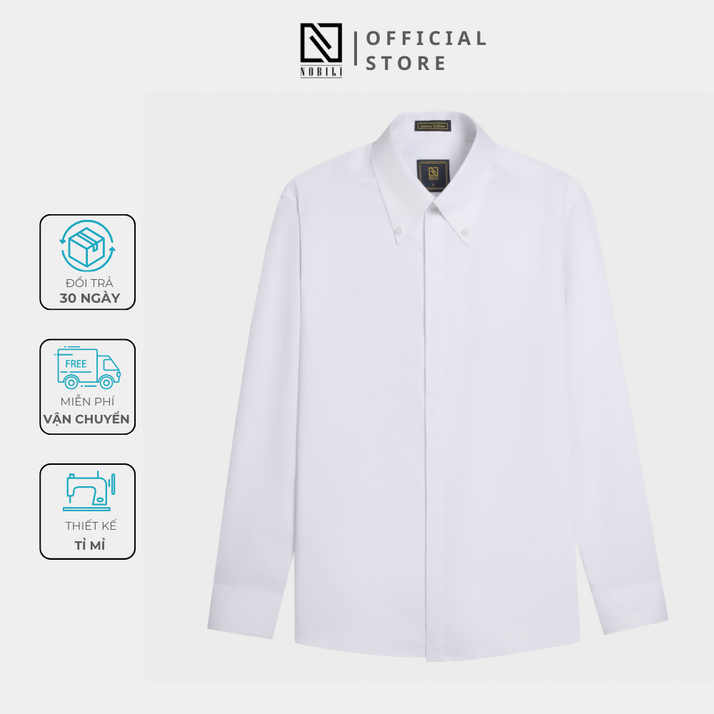 Áo sơmi nam TRẮNG TRƠN sọc chìm tay thường chất liệu cotton bamboo cao cấp – NOBILI SMD105 ...