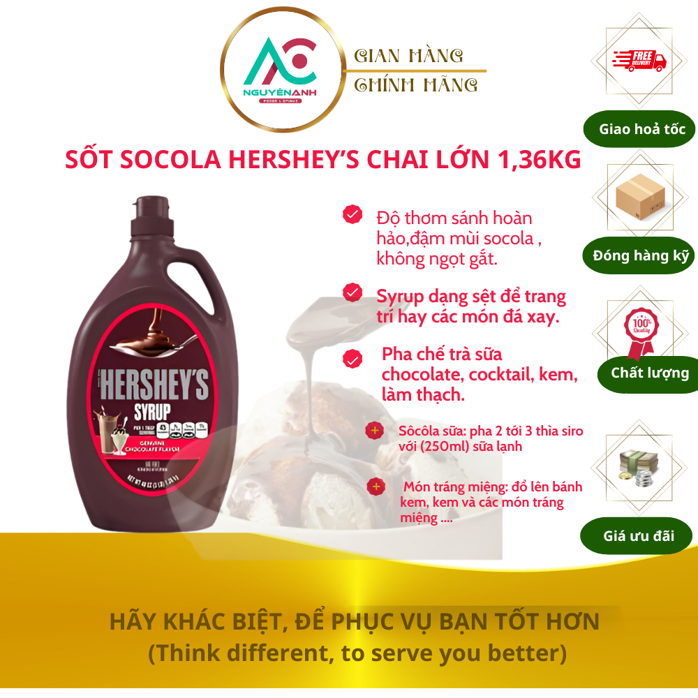 Sốt Chocolate/ Syrup socola Hershey's chai lớn 1,36kg | Shopee Việt Nam