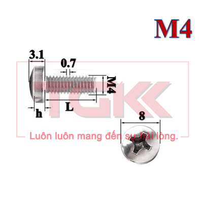 Bulong chỏm cầu nhỏ inox 304 M4 - DIN7985 | Shopee Việt Nam