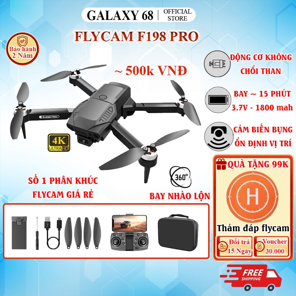Flycam F198 pro, Drone mini giá rẻ, Máy bay điều khiển từ xa động cơ ...