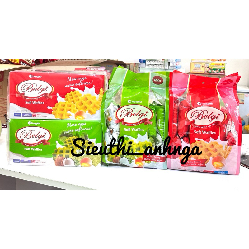 Bánh Trứng Sữa Mềm Belgi Tràng An Túi 230g/322g Cốm Dừa/Trứng Gà Tươi ...