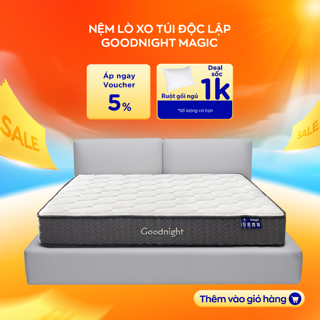 [Deal Sốc 1K Gối Ngủ] Nệm Lò xo độc lập Goodnight Magic nâng đỡ vượt ...