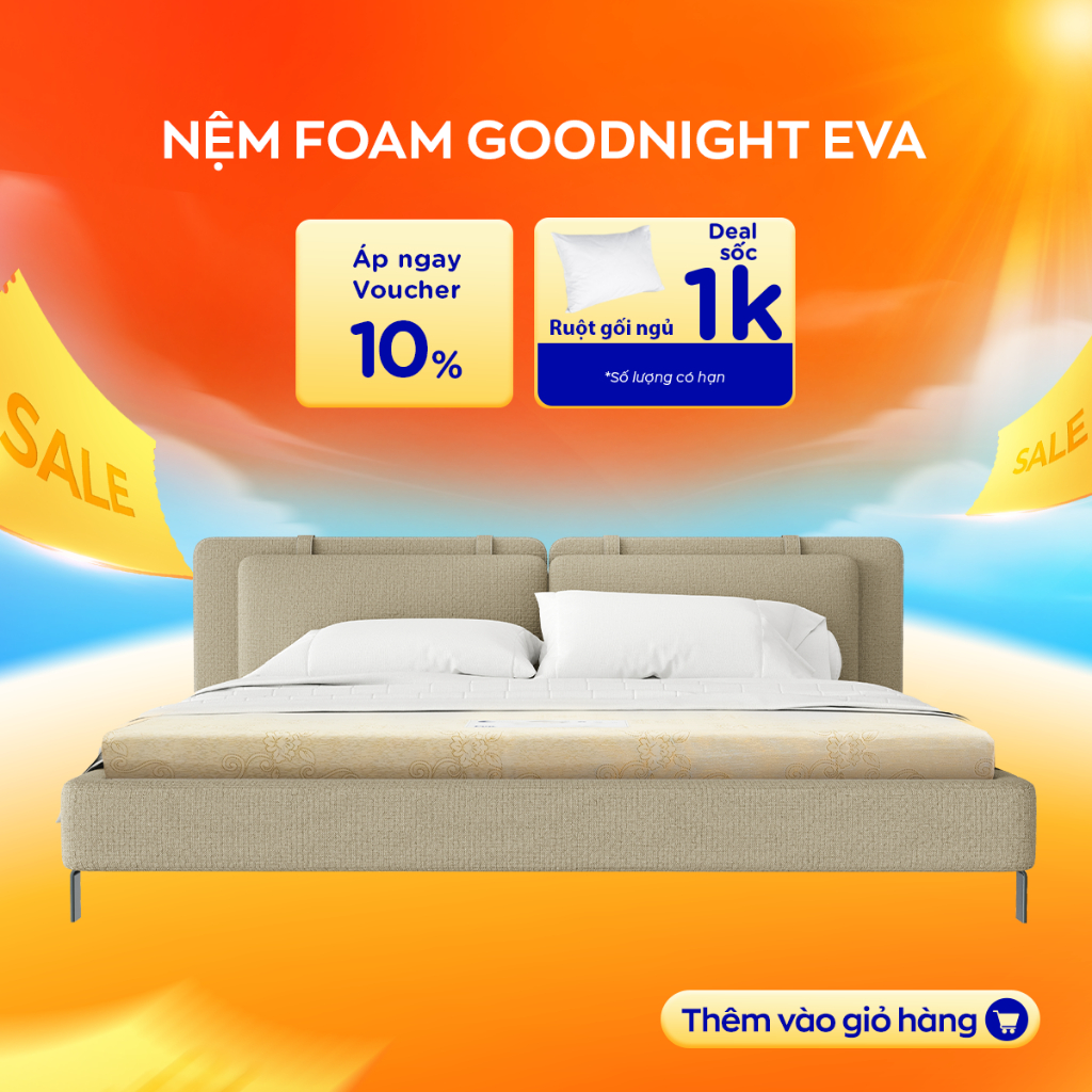 [Deal Sốc 1K Gối Ngủ] Nệm foam Goodnight Eva 10cm tại Vua Nệm - Gấp gọn ...