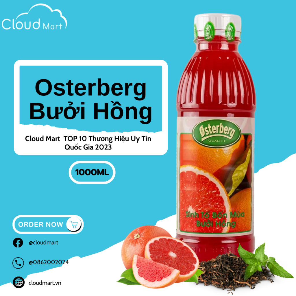 Sinh tố Osterberg Bưởi hồng 1L (Chai) - Nguyên Liệu Pha Chế Cloud Mart | Shopee Việt Nam