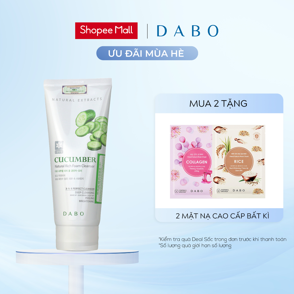 DABO Sữa rửa mặt Dưa Leo 3IN1 - DABO Natural Rich Cucumber Foam ...