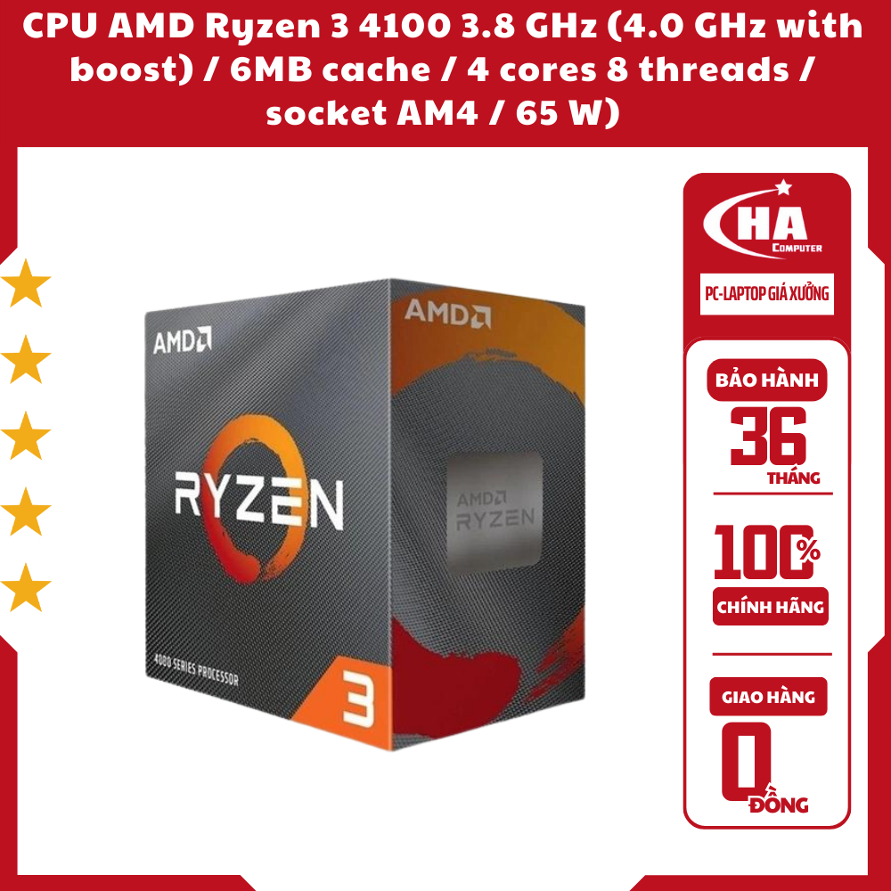 Bộ vi xử lý CPU AMD Ryzen 3 4100 Box hãng - Bảo Hành chính hãng 36 ...