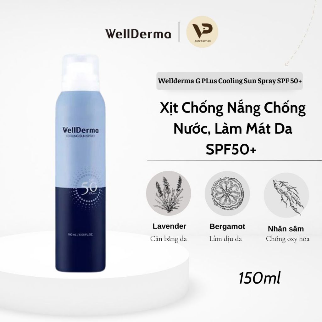 Xịt Chống Nắng Wellderma G PLus Cooling Sun Spray SPF 50+ - 180ml | Shopee Việt Nam