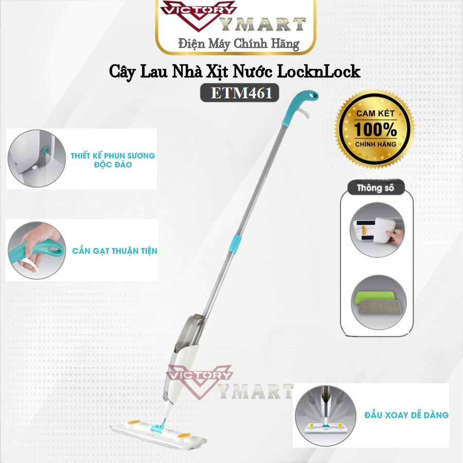 Cây Lau Nhà Dạng Xịt Nước LocknLock ETM461 Chiều Dài 127cm, 2 Bông Lau ...