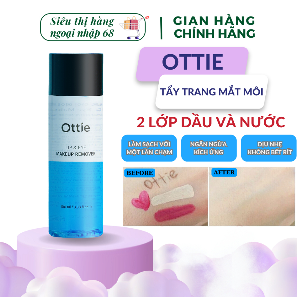 Tẩy Trang Mắt Và Môi Ottie Lip＆Eye Makeup Remover Nước Tẩy Trang Sạch ...